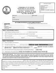 Holder Claim Form, PDF - Virginia Department of the Treasury