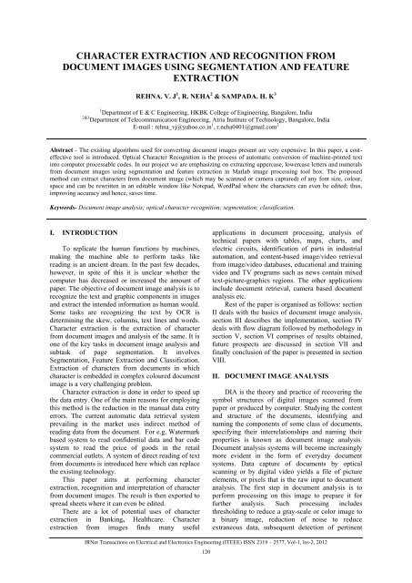 Character Extraction and Recognition from ... - IRNet Explore