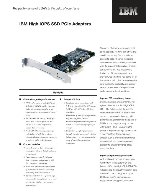IBM High IOPS SSD PCIe Adapters