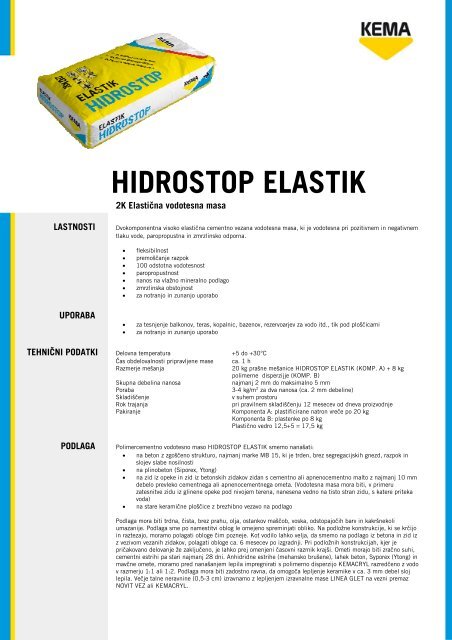 HIDROSTOP ELASTIK - Kema.si