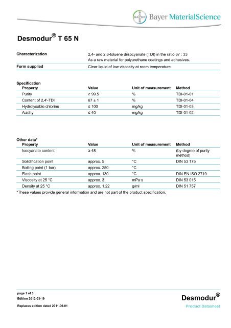 Desmodur T 65 N Desmodur
