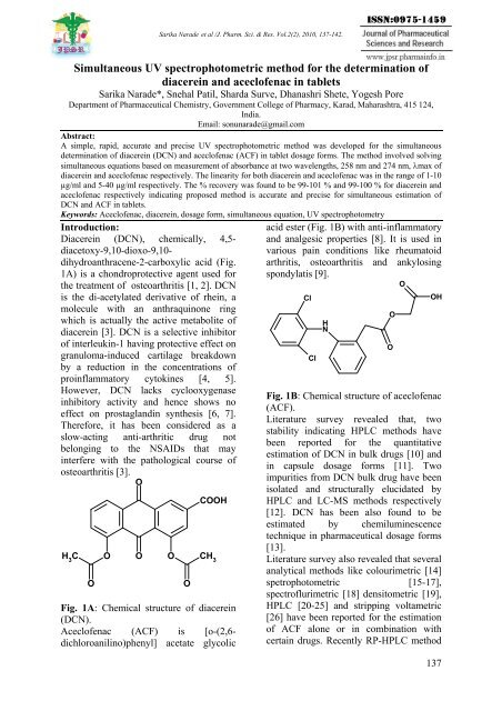 Simultaneous Uv Spectrophotometric Method For The Determination