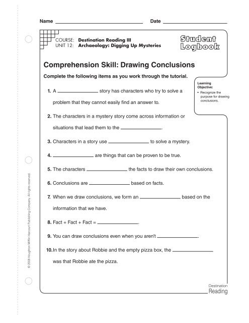 Comprehension Skill: Drawing Conclusions - Houghton Mifflin ...