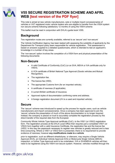 v55 secure registration scheme and afrl web - Department for ...