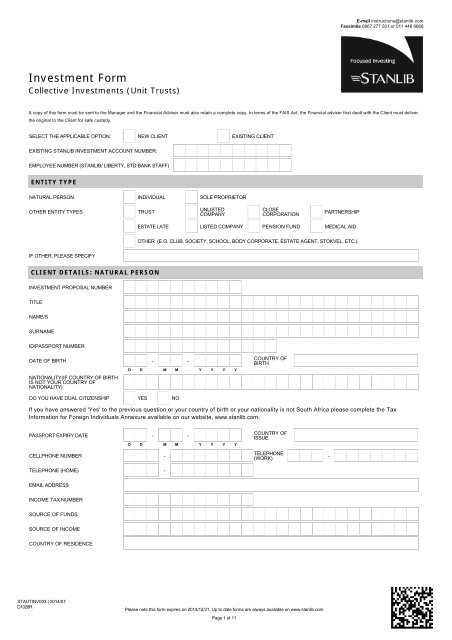Download an application form - Stanlib