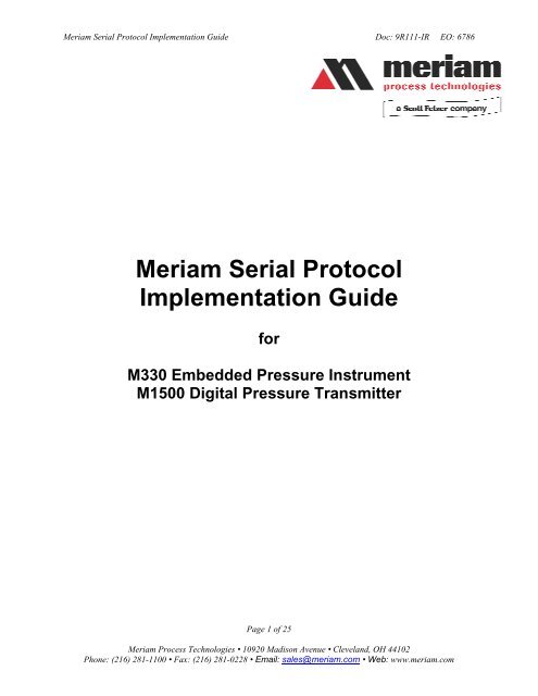 Meriam Serial Protocol Implementation Guide - Meriam Process ...