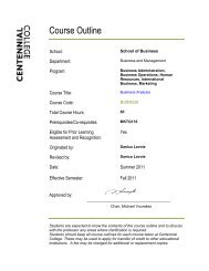 Course Outline - Centennial College