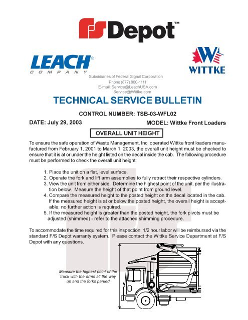 TECHNICAL SERVICE BULLETIN