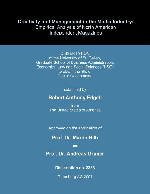 Robert Anthony Edgell Prof. Dr. Martin Hilb Prof. Dr. Andreas Grüner ...
