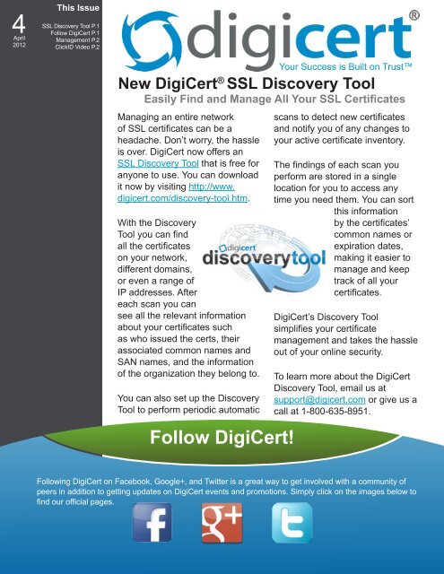New DigiCert SSL Discovery Tool