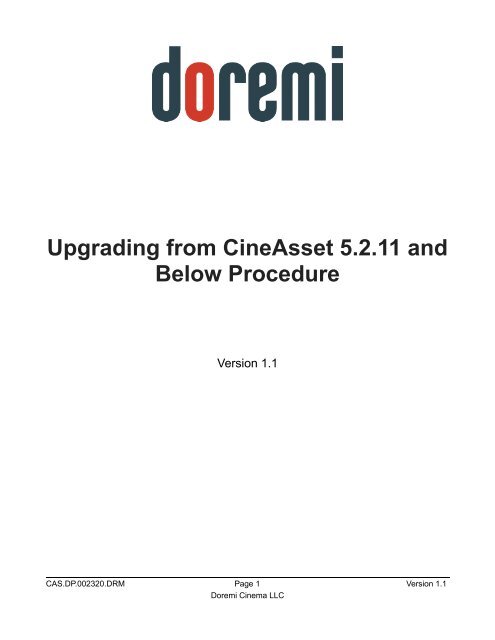 Upgrade to the new version - Doremi Labs