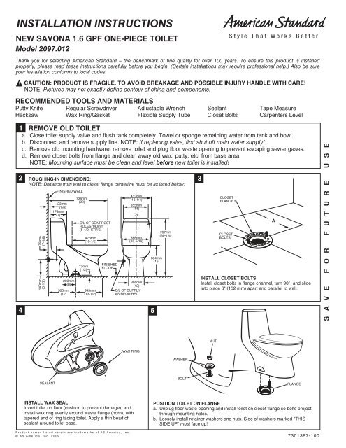 American Standard Service Manual