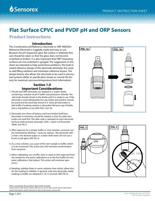 Flat Surface CPVC and PVDF pH and ORP Sensors ... - Sensorex