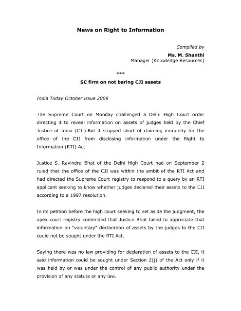 News on Right to Information - RTI