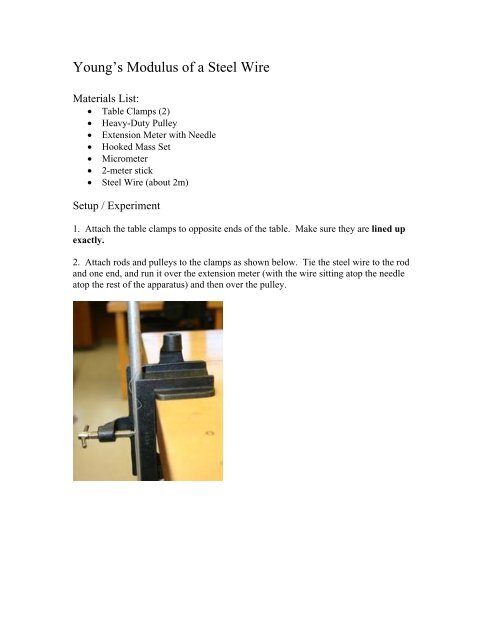 Young's Modulus of a Steel Wire