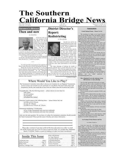 The Southern California Bridge News - ACBL District 23