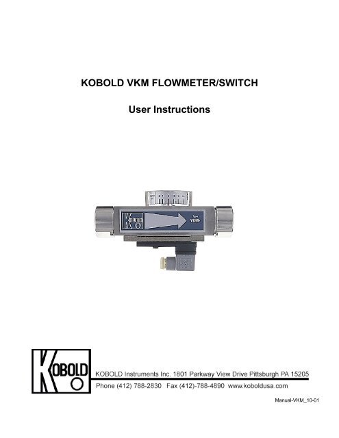 KOBOLD VKM FLOWMETER/SWITCH User Instructions