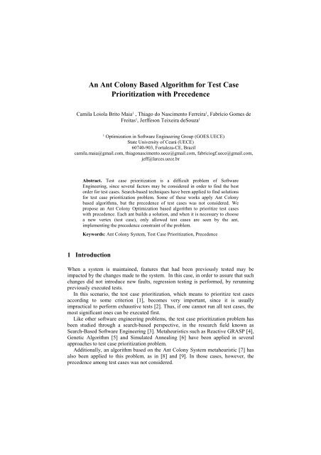 An Ant Colony Based Algorithm For Test Case Prioritization With