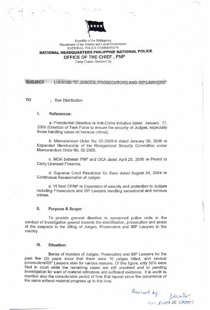 loi 01-06 tf judges, prosecutors and ibp lawyers - DIDM - Philippine ...