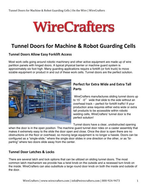 Tunnel Doors for Machine & Robot Guarding Cells - WireCrafters Tunnel Doors for Machine & Robot Guarding Cells - WireCrafters