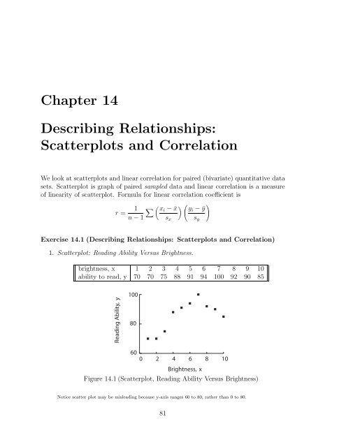 Chapter 14 Describing Relationships: Scatterplots and Correlation