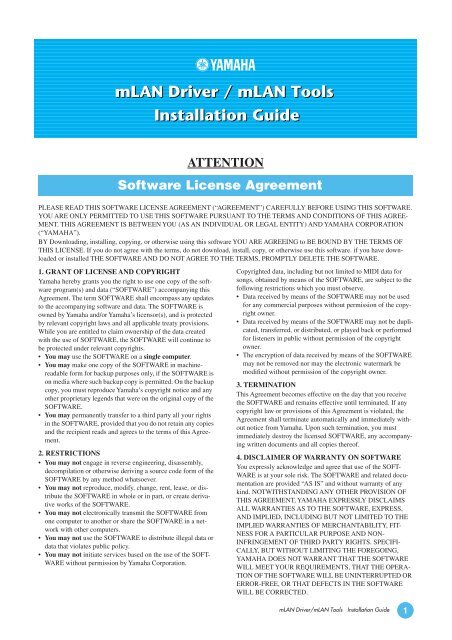 mLAN Driver/mLAN Tools Installation Guide - Yamaha