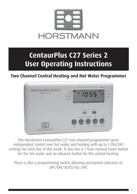 CentaurPlus C27 Series 2 User Operating Instructions - Horstmann