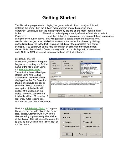 Getting Started Help File - John Tiller Software