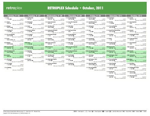 RETROPLEX Schedule - October, 2011 - Starz