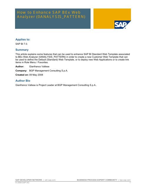How To Enhance Sap Bex Web Analyzer Tistory
