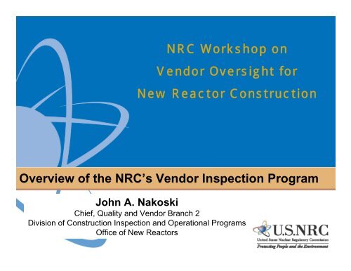 Overview of the NRC's Vendor Inspection Program NRC ... - CMAA