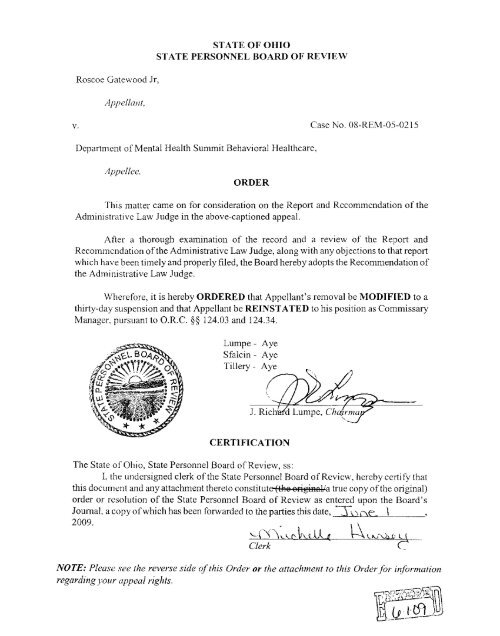 STATE OF OHIO Roscoe Gatewood Jr, Appellant, Case No. 08-REM ...