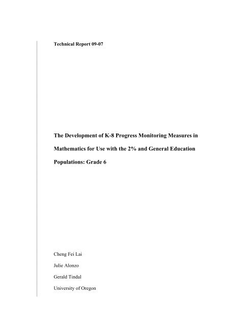 The Development of K-8 Progress Monitoring Measures in ... - Dibels