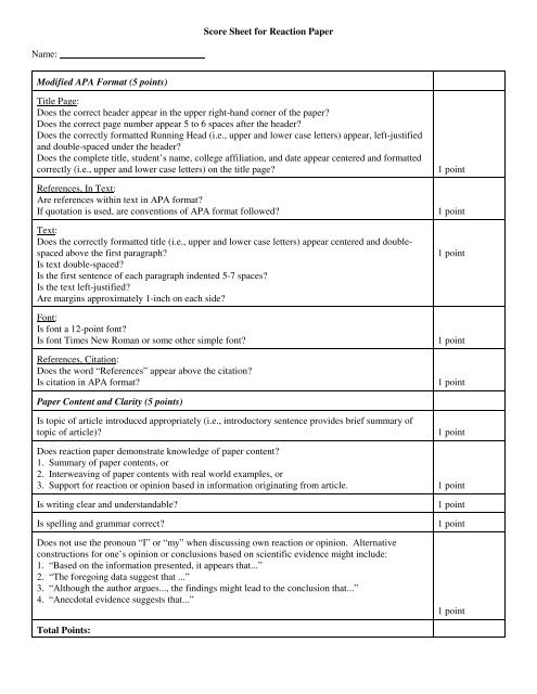 Sample Response Paper In Apa Format SAMPLE RESPONSE PAPERS 2022 11 21