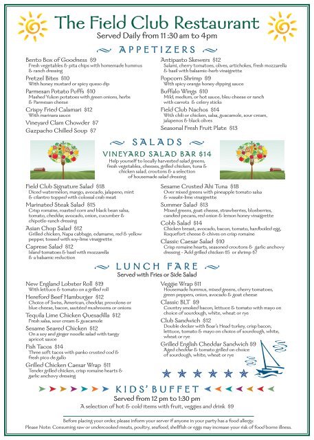 Field Club Restaurant Menu 2013.indd - The Boathouse