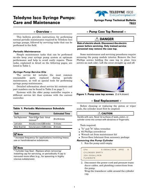 TB22 Syringe Pump Maintenance - Isco