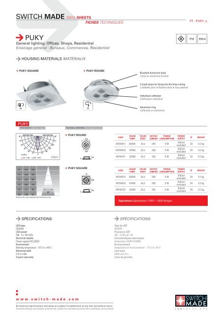 SWITCH MADE DATA SHEETS PUKY