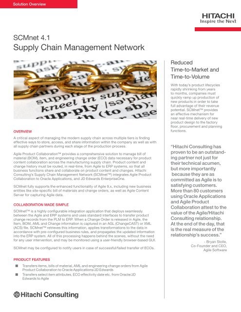 SCMnet 4.1 Supply Chain Management Network - Hitachi Consulting
