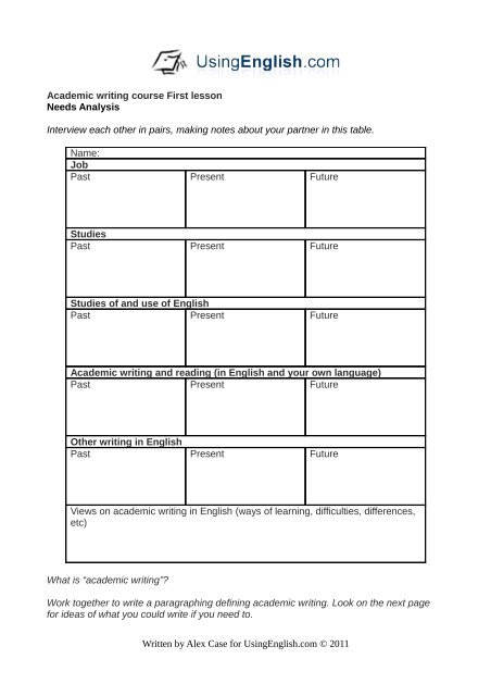 Academic Writing- First Class