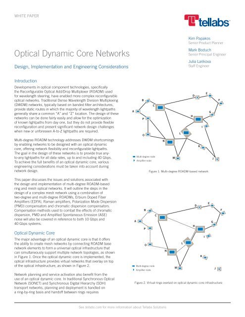 Optical Dynamic Core Networks: Design, Implementation - Tellabs