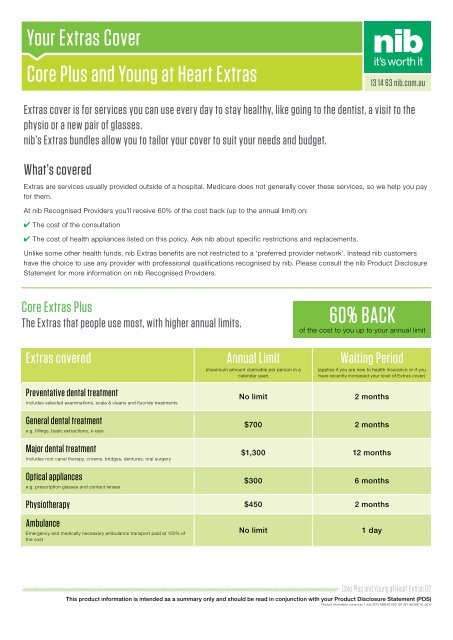 60% BACK Your Extras Cover Core Plus and Young at Heart ... - nib