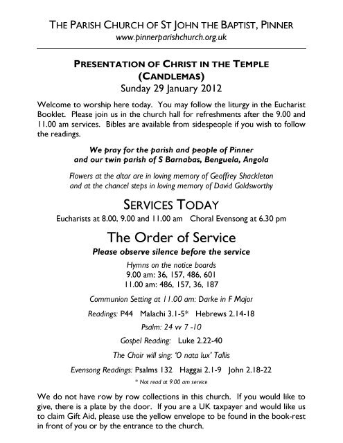 The Order of Service - Pinner Parish Church