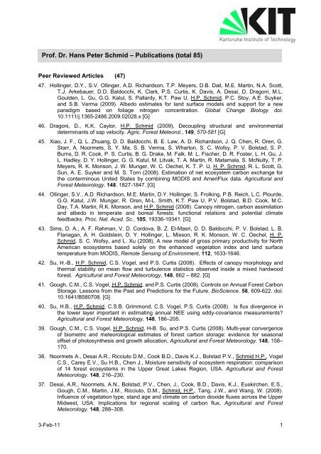 Prof. Dr. Hans Peter Schmid – Publications (total 85) - IMK - IFU