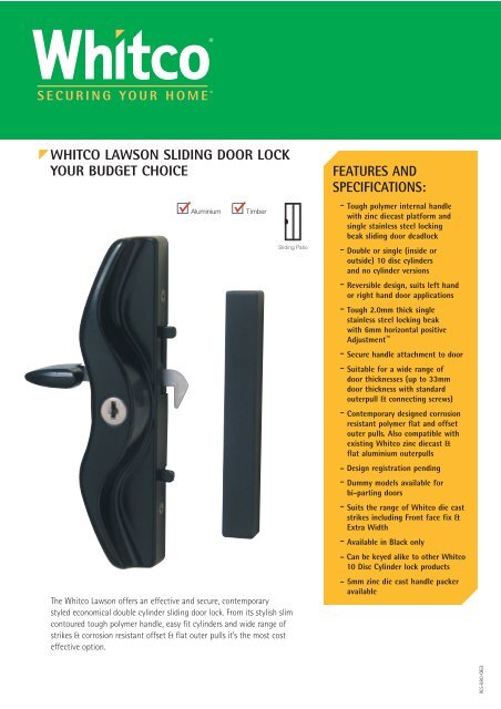 Lawson Sliding Door Lock - Seymour Locksmiths