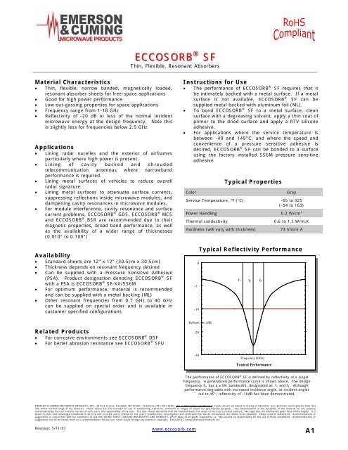 ECCOSORBÂ® SF - Emerson & Cuming Microwave Products