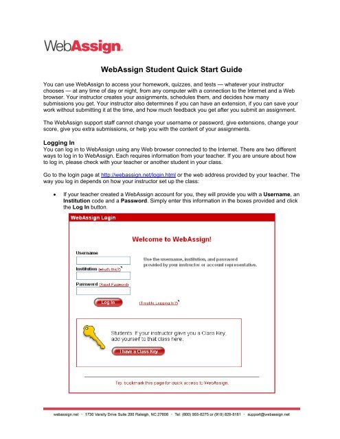 WebAssign Student Quick Start Guide - Bama.ua.edu