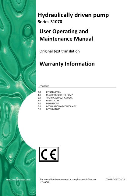 Hydraulically driven pump - Dropsa