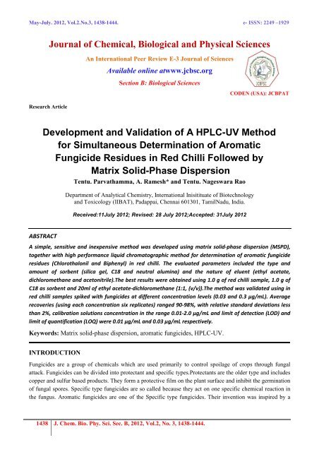 Development and Validation of A HPLC-UV Method for ...