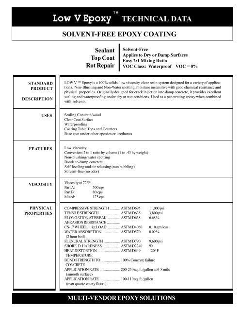Low V data sheet - Progressive Epoxy Polymers