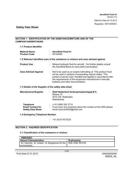 MSDS Aeroshell Fluid 41 - Direct Aviation